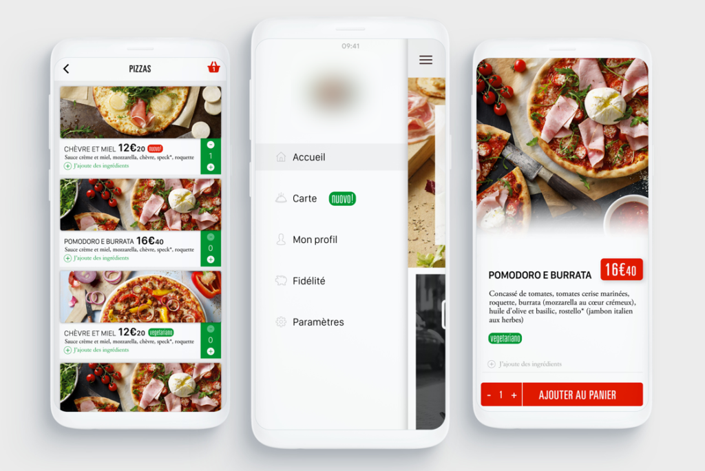 Application Pizzeria | Emilie Chénorio | Graphiste Freelance | Design UI
